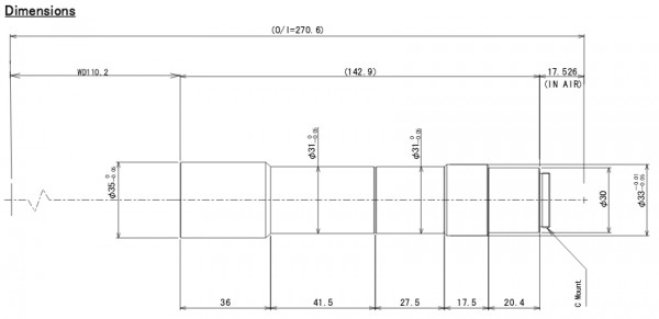110 mm WD C-Mount Objektiv Computar TEC-V10110MPW | Vision Dimension